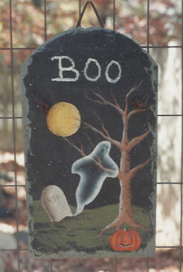Decorative Painting Bookstore: Boo Ghost in Graveyard Tombstone Slate ...